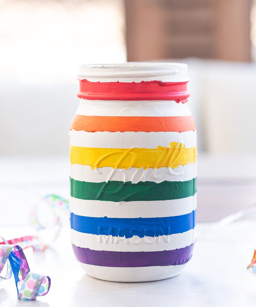 Rainbow Striped St. Patrick's Mason Jar - Mason Jar Crafts Love