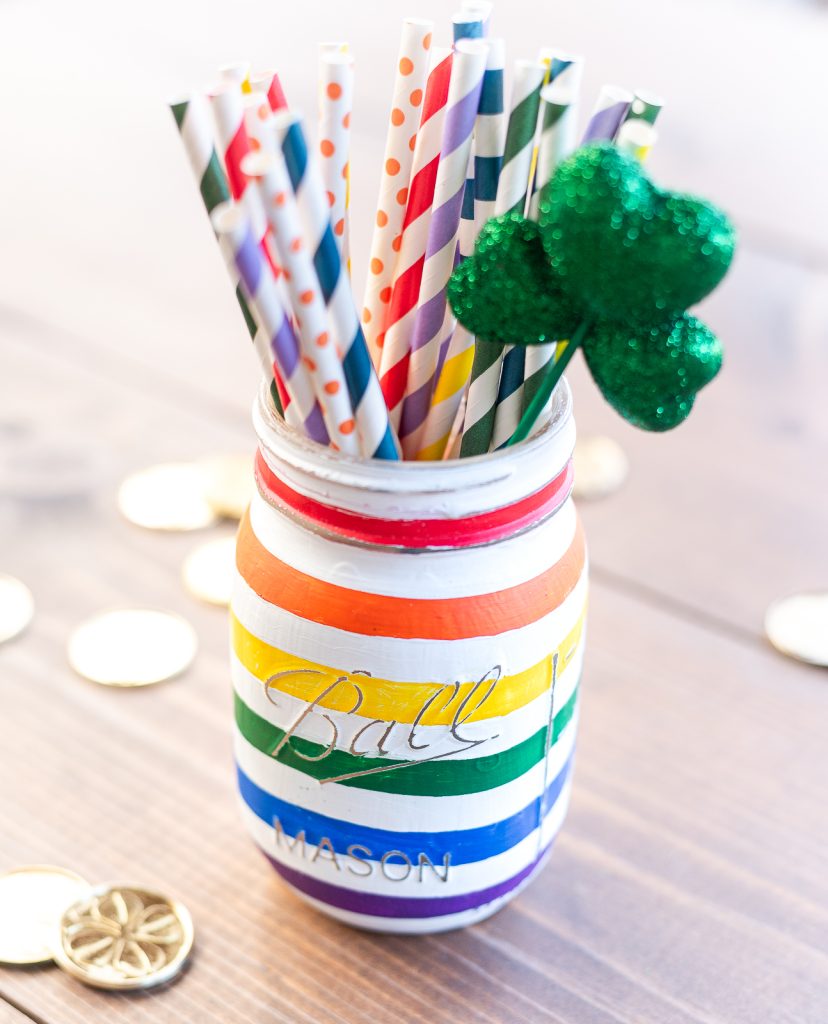 Rainbow Striped St. Patrick's Mason Jar - Mason Jar Crafts Love