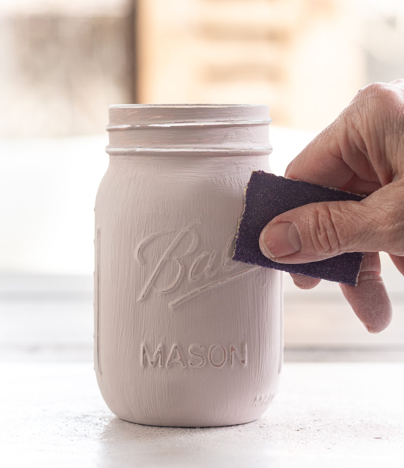Painted Valentine Mason Jar with Clay Heart Tag - Mason Jar Crafts Love